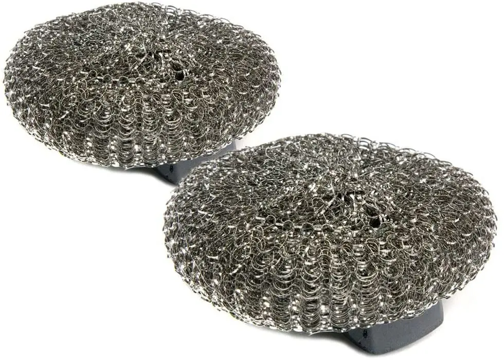 Stainless Steel Washing Up Mesh Scourer Ball Head With Plastic Handle ...