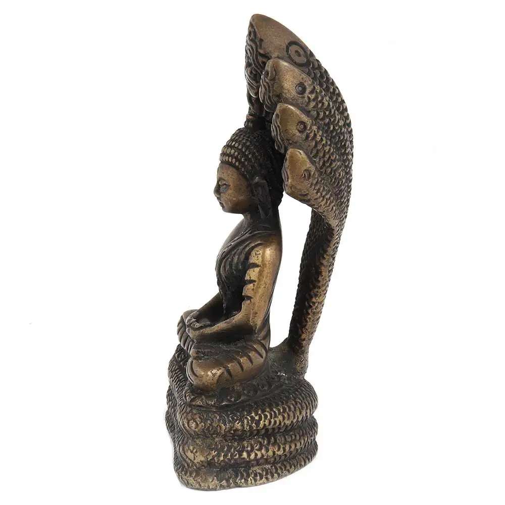 Handmade Antique Figurine Brass Sculptures Buddha Sitting Under Snake ...