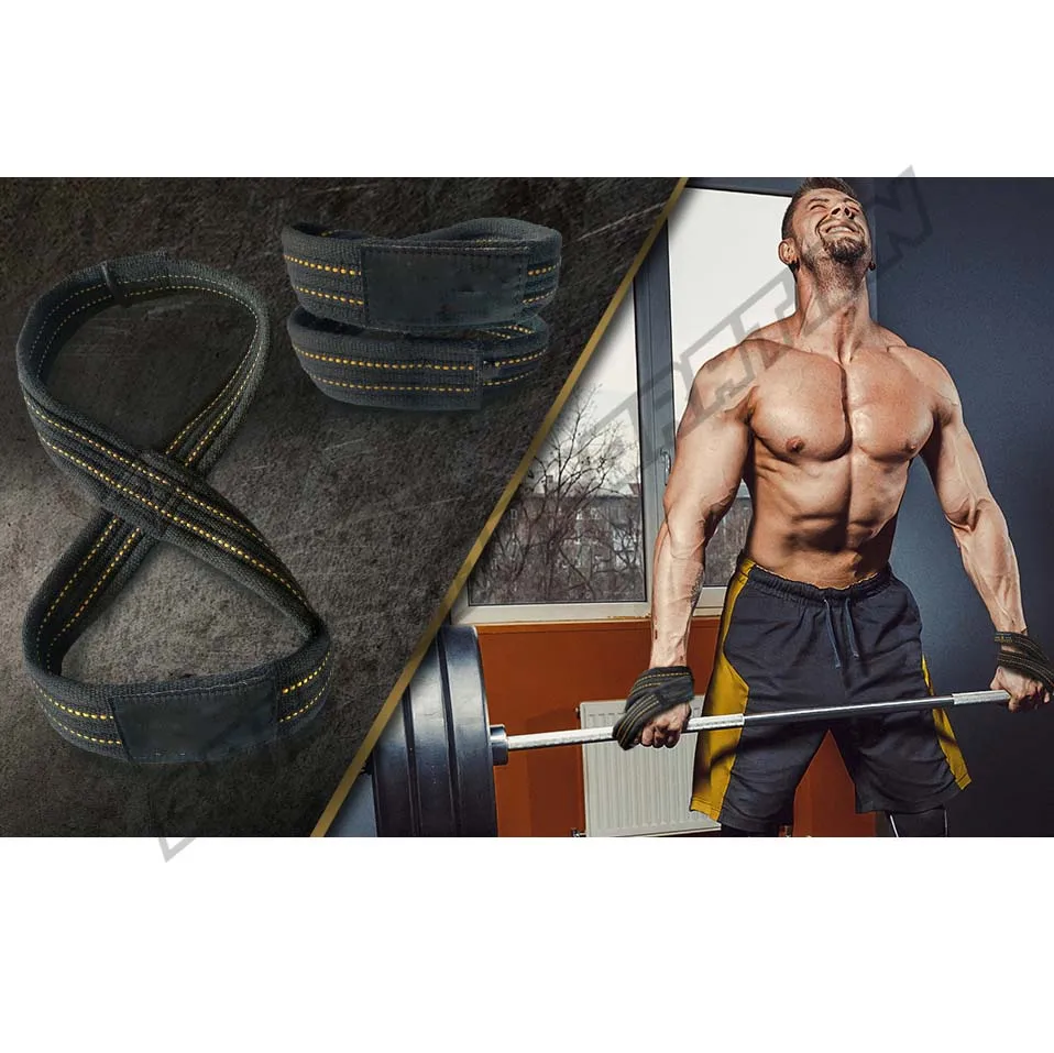 Bodybuilding Exercises Figure 8 Weight Lifting Straps Heavy Duty Gym ...