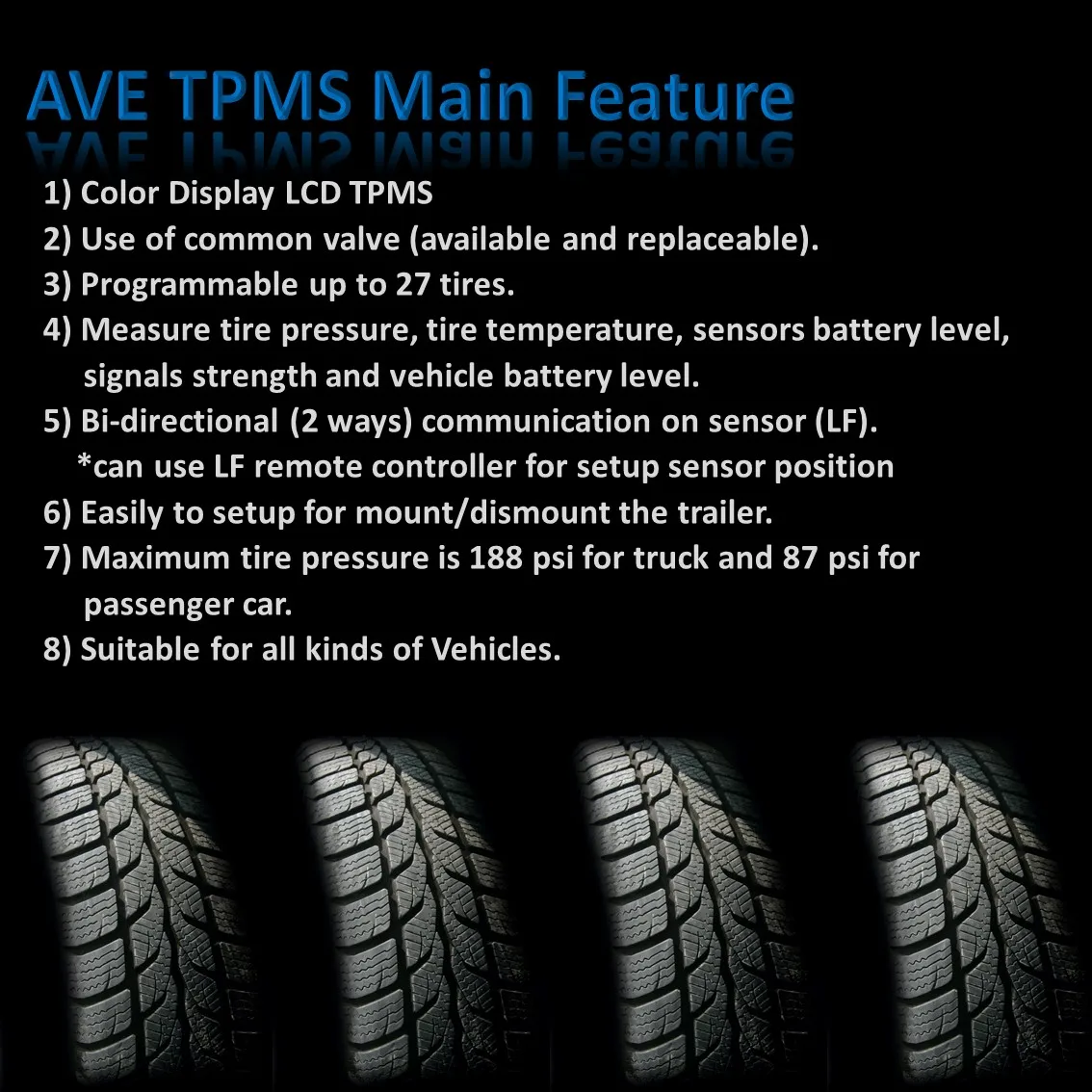 TPMS AVE Color LCD for Car+trailer - Reliable Pressure Monitoring