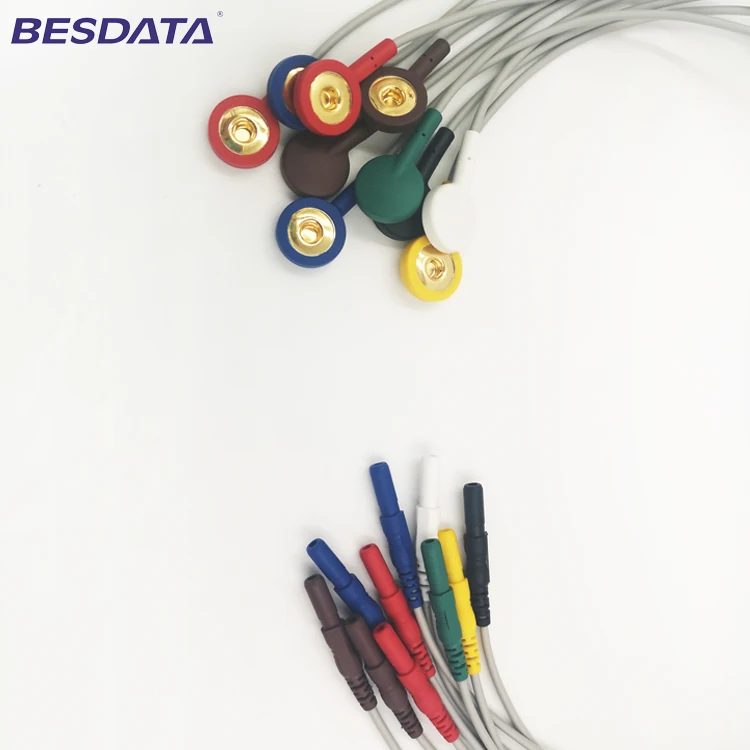 Flexible Snap Button Cable EEG Cable Leadwires for EEG Electrode Cable