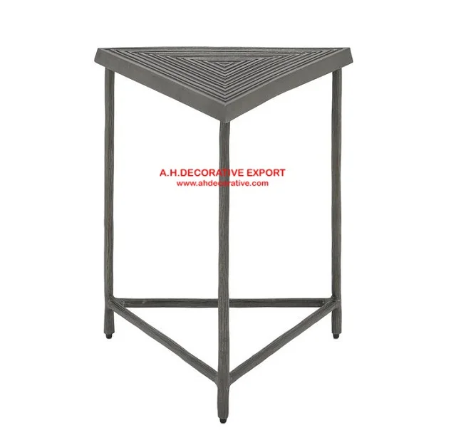 Triangular Shape Top Aluminum Side Table With 3 Legs Footed Base With ...