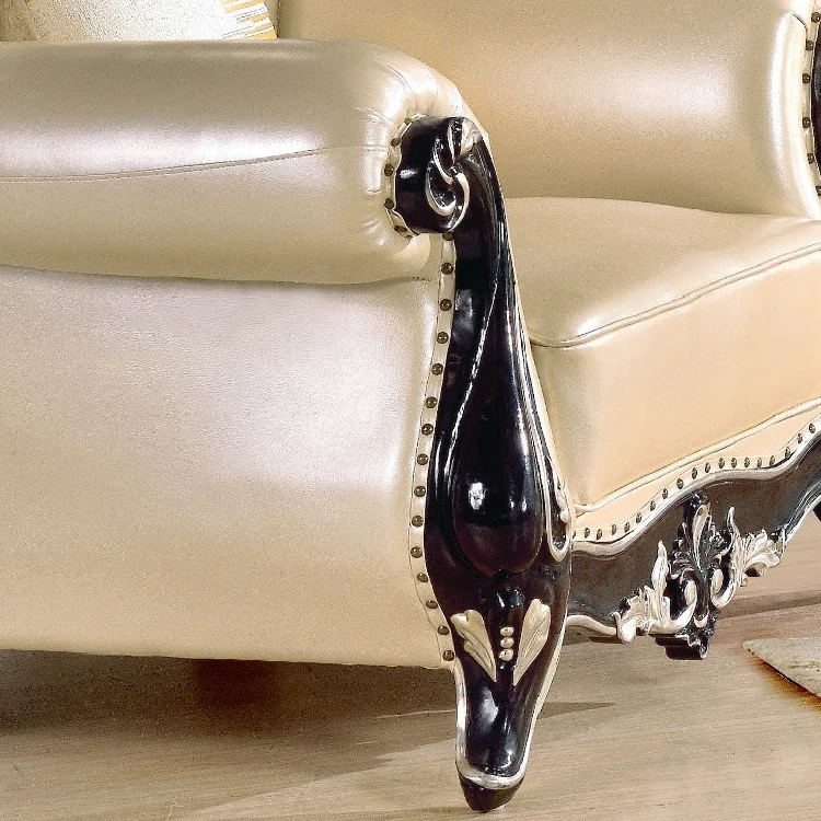 Luxury America Country Vintage Carved Leather Sofa Set