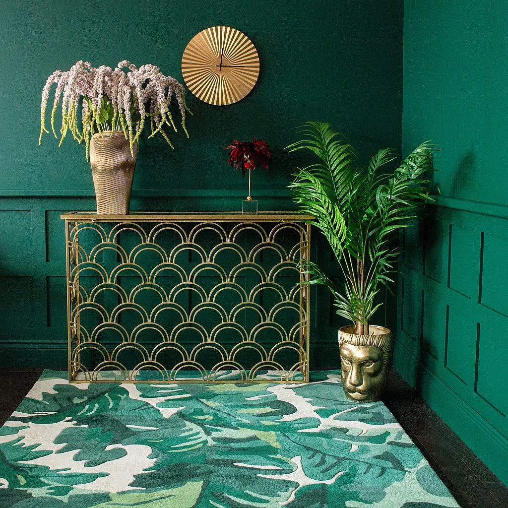 Gold Slim Console Table With Glass Top Home Decor Furniture For Living ...