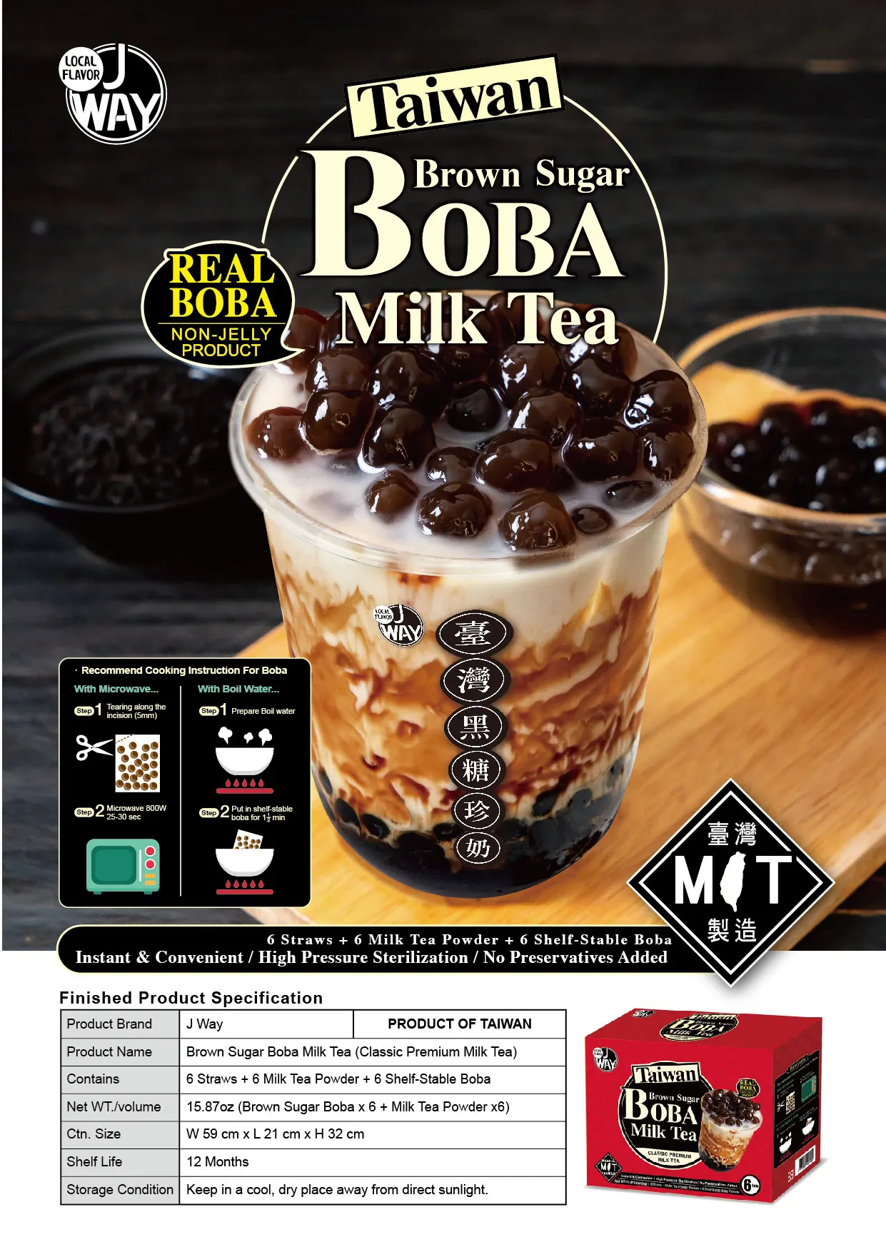 Sample Pack Tapioca Pearl Taiwan Instant Brown Sugar Bubble Tea Kit Set ...