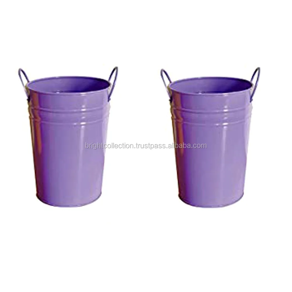 Large Metal Flower Bucket With Stand Galvanized Metal Round Long ...