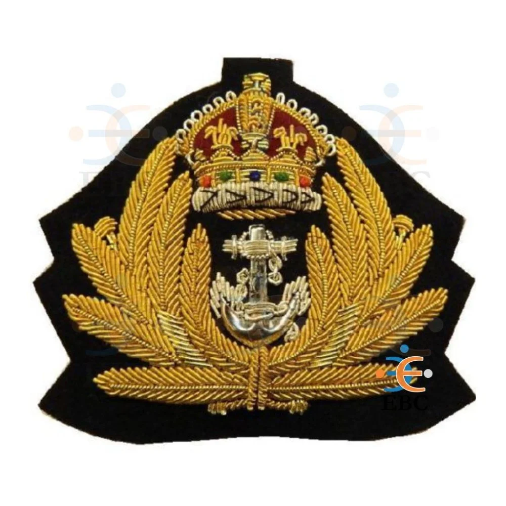 Nouveau classique Bullion Wire Blazer Badges OEM Or Ancre Corde Brodé ...