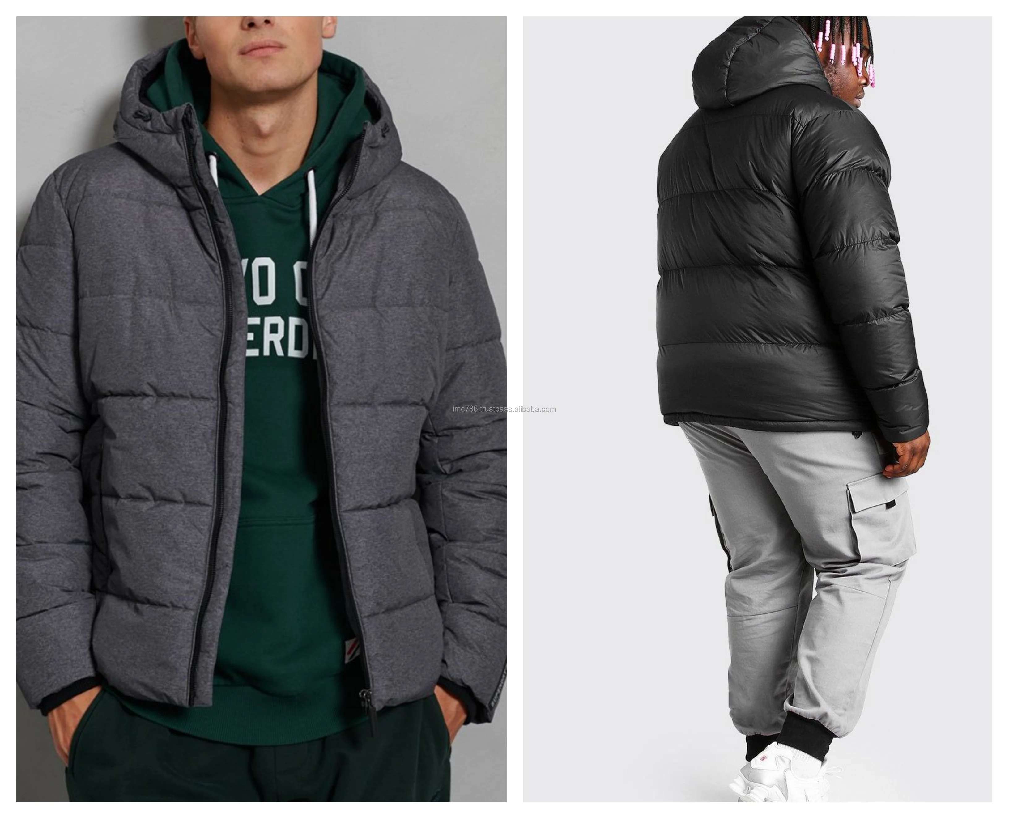 Custom Logo Men's Fashion Puffer Jacket Padded Hooded Down Winter ...