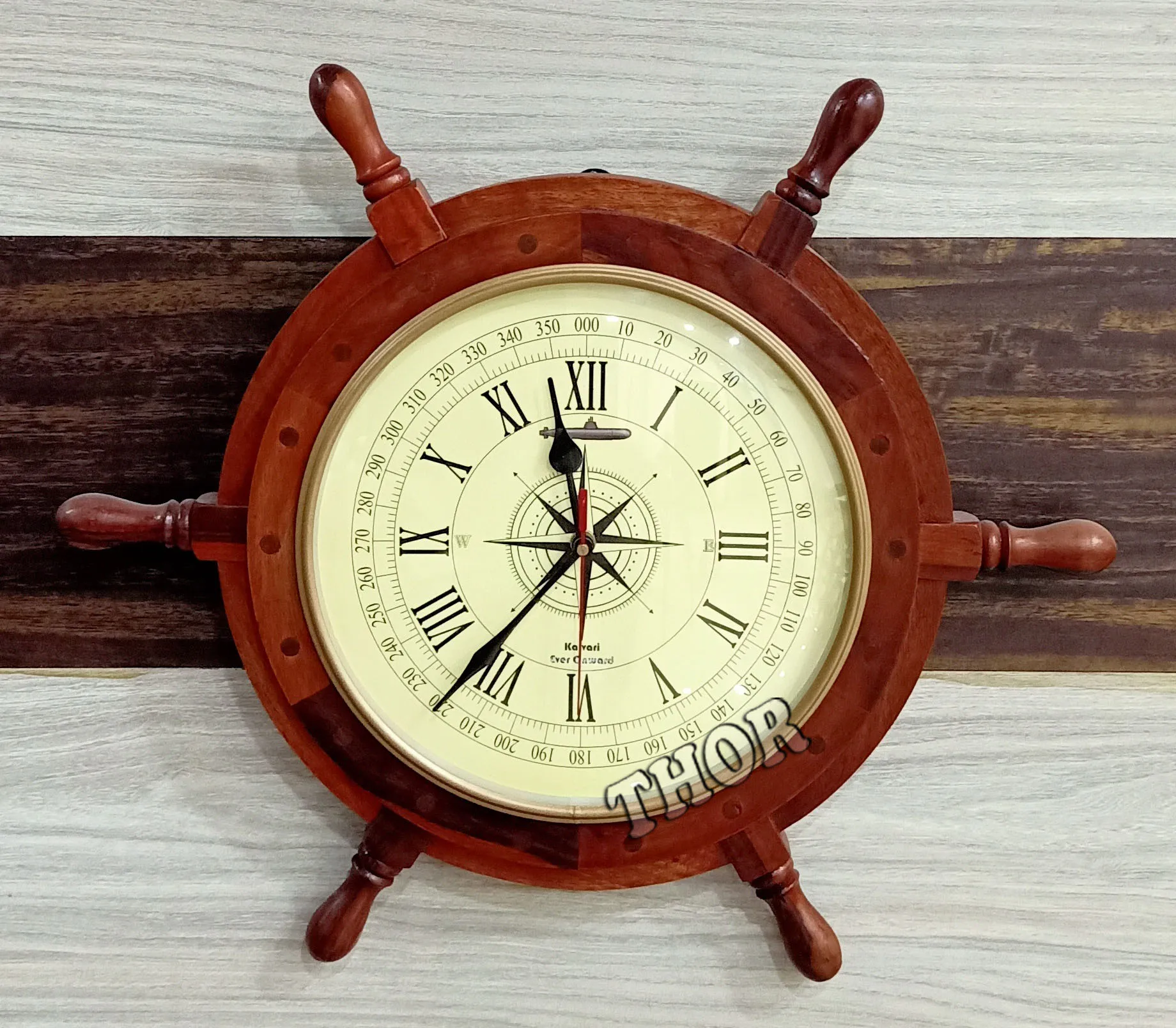 Nautical Wooden Ship Wheel Clock With Time Captains ~ Pirate Home ...