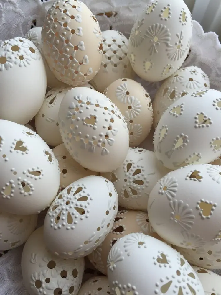 New Items Vietnam Manufacturer Carved Goose Eggshell Easter Unique ...