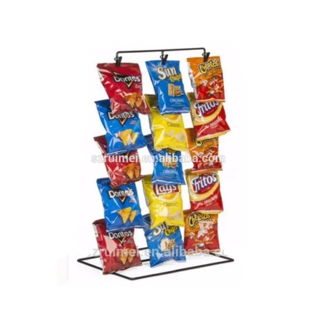3 Column Metal Potato Snack Chip Holder With Clips Display Rack - Buy ...