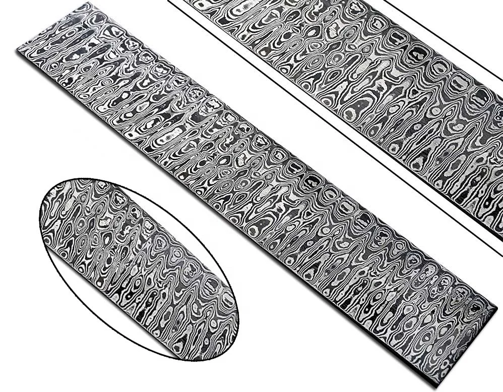 Ladder Pattern Damascus Steel Billet Knife Material KBS Knives 15N20 ...