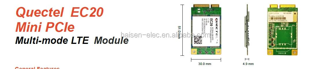 EC20-A/E/C MINI PCIE 4G LTE UMTS/HSPA+/GSM/GPRS/EDGE Module