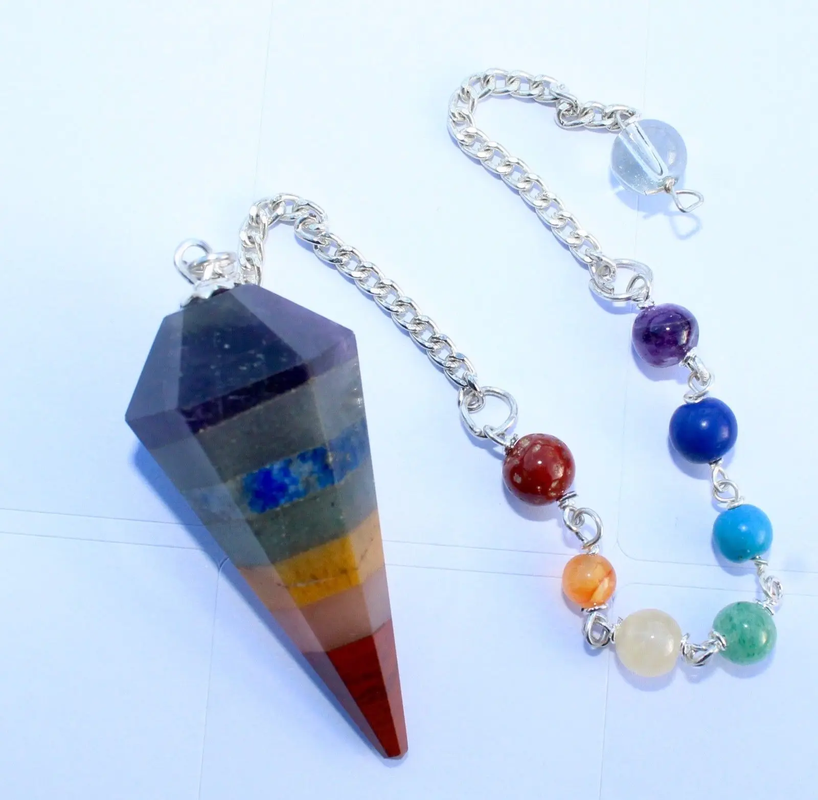 Wholesale Seven Chakra Bonded Six Faceted Healing Gemstone Dowsing Pendulum Buy Form Sodagar ...