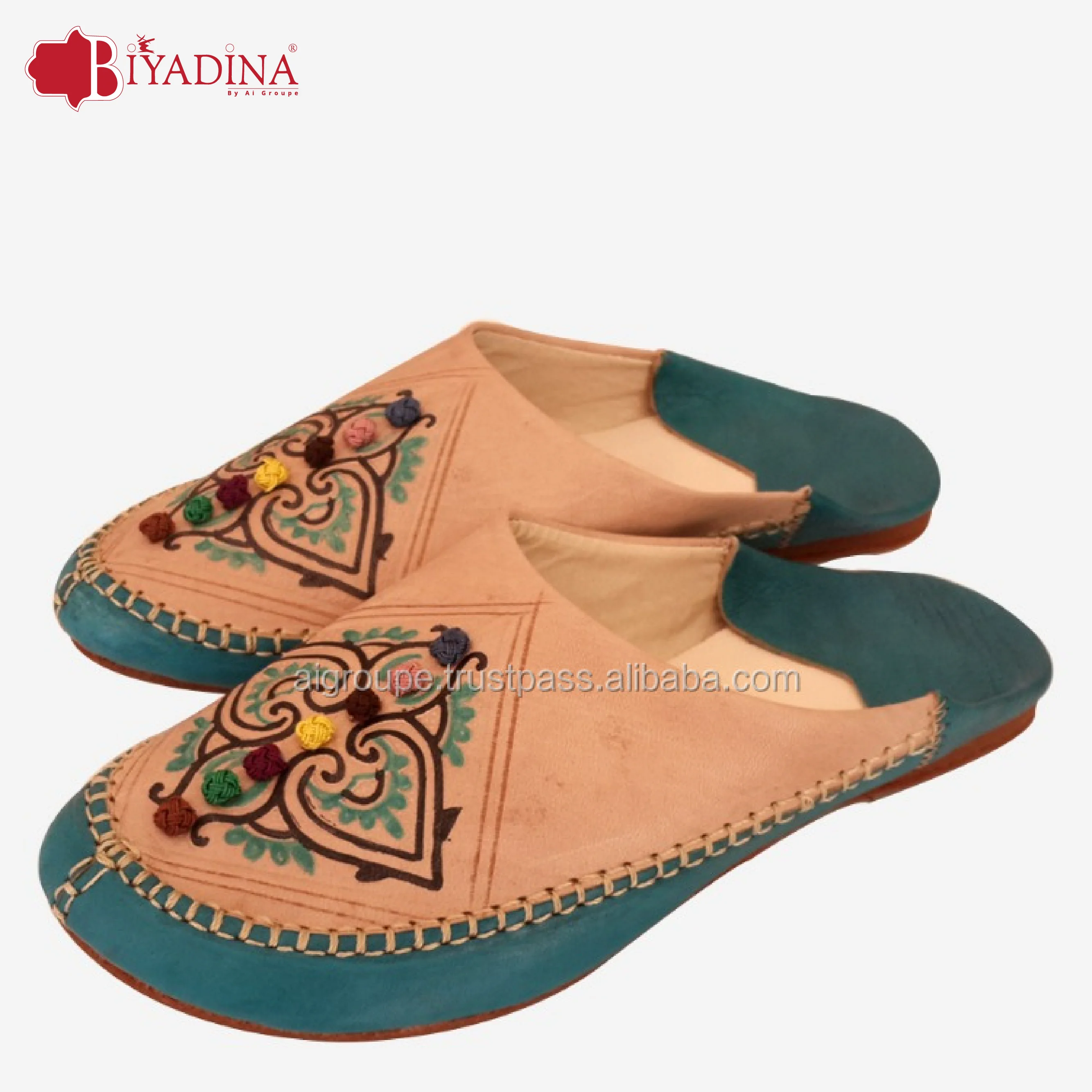 Colored Moroccan Babouche Slippers,Genuine Calf Leather Oriental Shoes ...