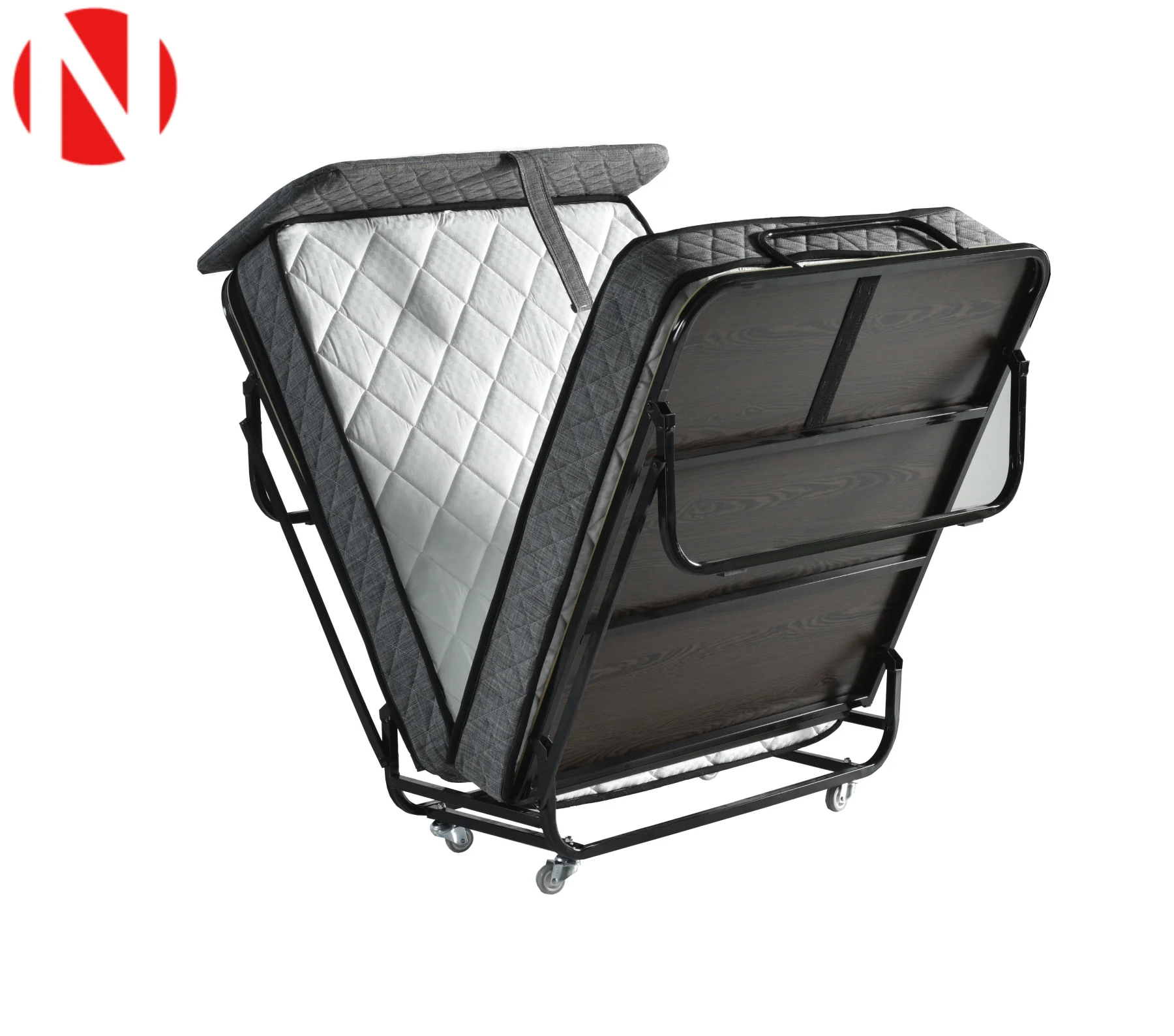 Folding Bed with Orthopedic Spring Mattress & Steel Frame