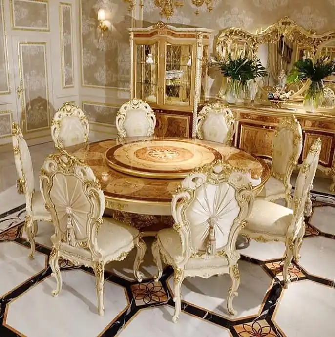 Luxury Royal Dining Chair and Table Set for Home