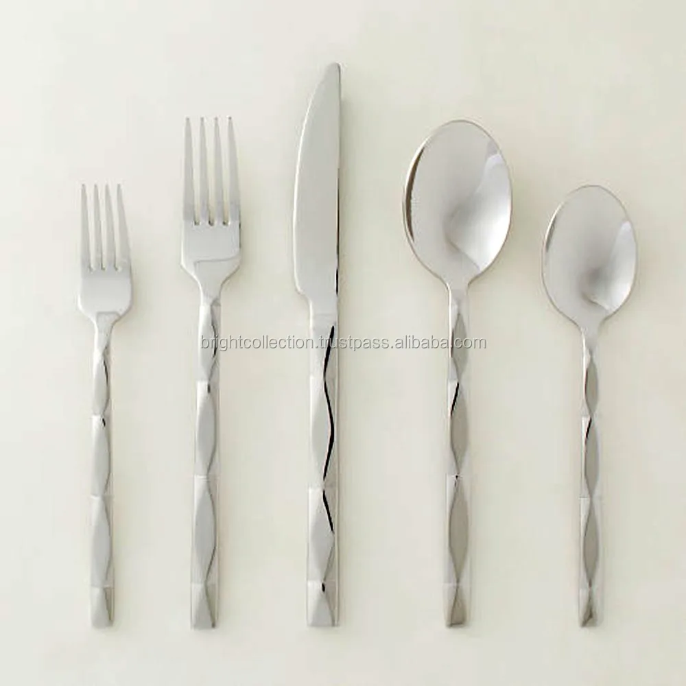 Stainless Steel Cutlery Set With Silver Ended Lining Design Metal ...
