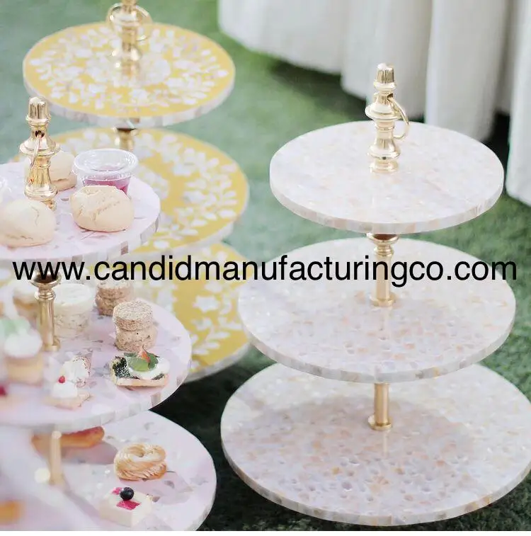 Mother of Pearl Inlay Resin Cake Stands - Perfect for Eid