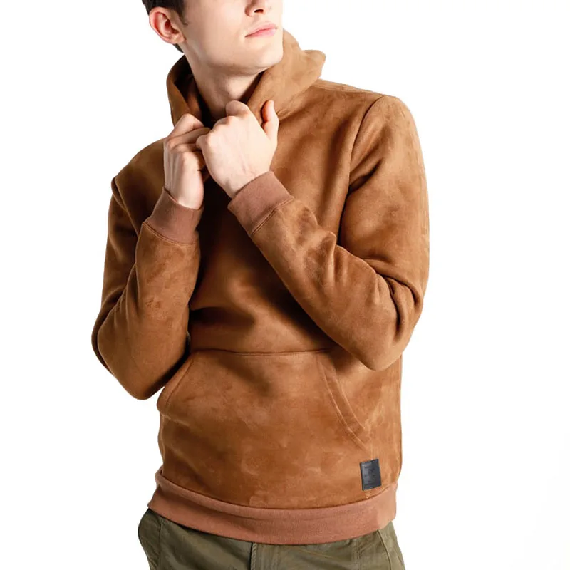 New Arrival Fashion Blank Hoodies Wholesale Mens Suede Fabric Hoodies 