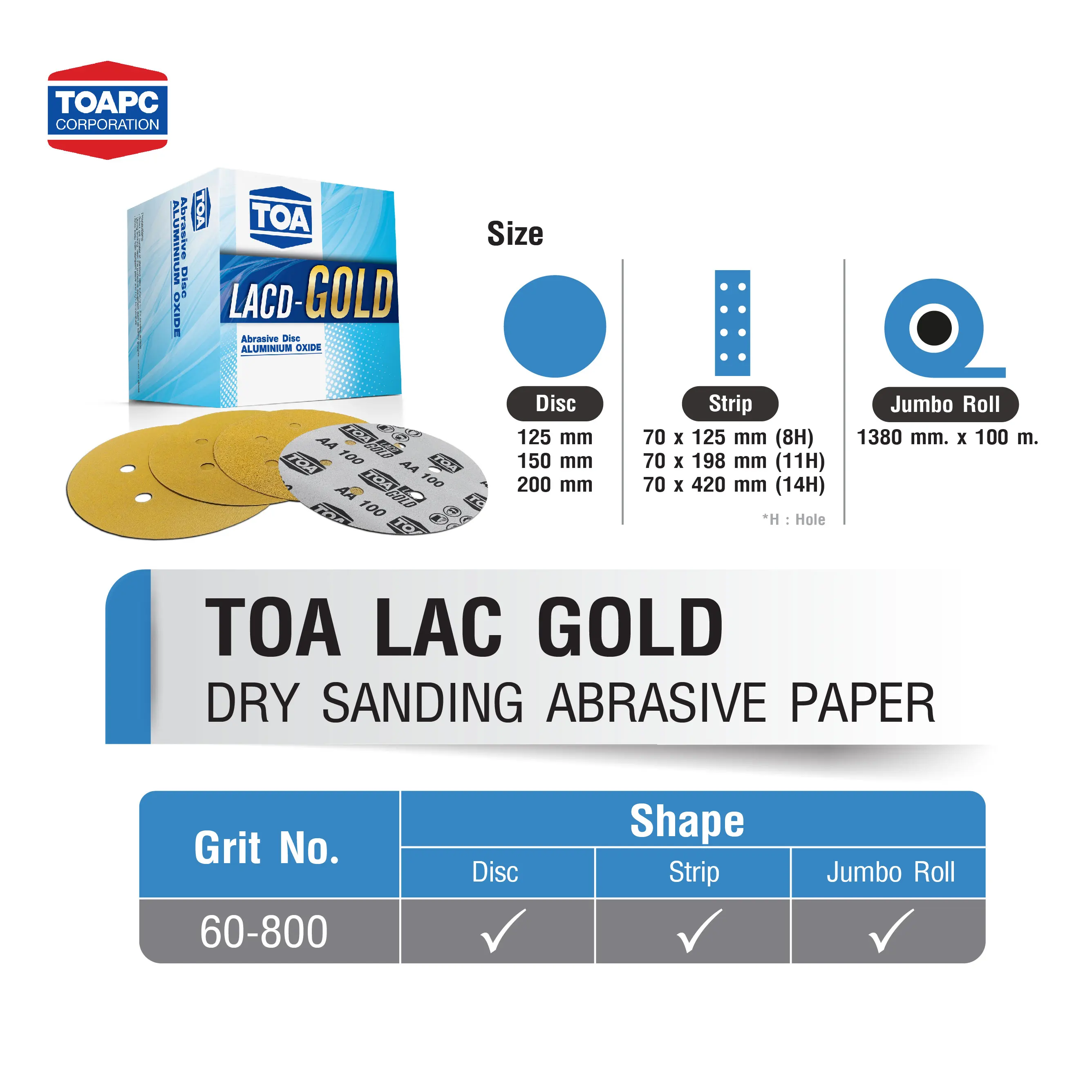 Toa Lac Gold A931 Dry Sanding Abrasives Paper Roll Size 1380mmx100m ...