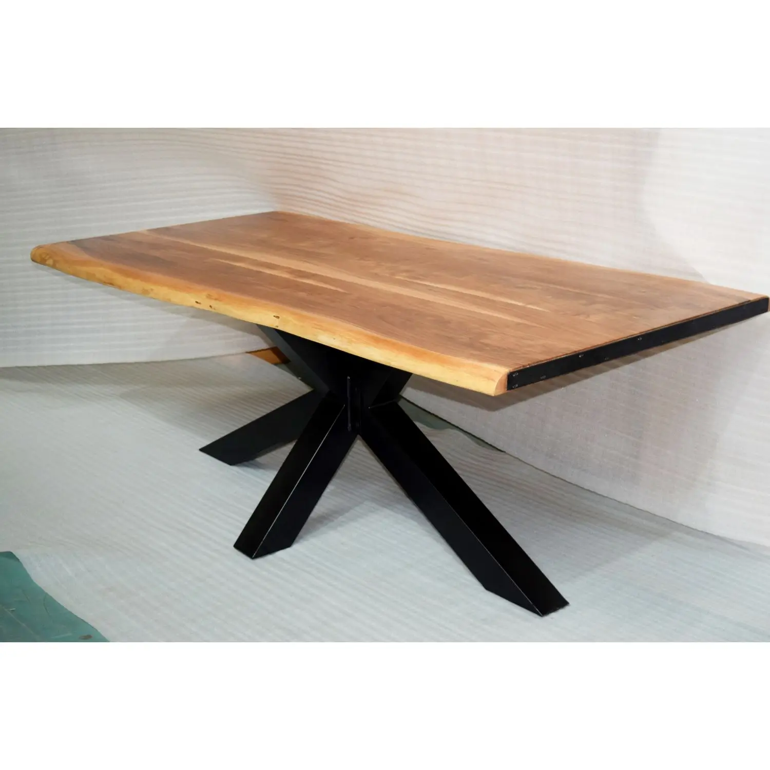 Live Edge Acacia Wood Top Folding Industrial Modern Style Metal Legs ...