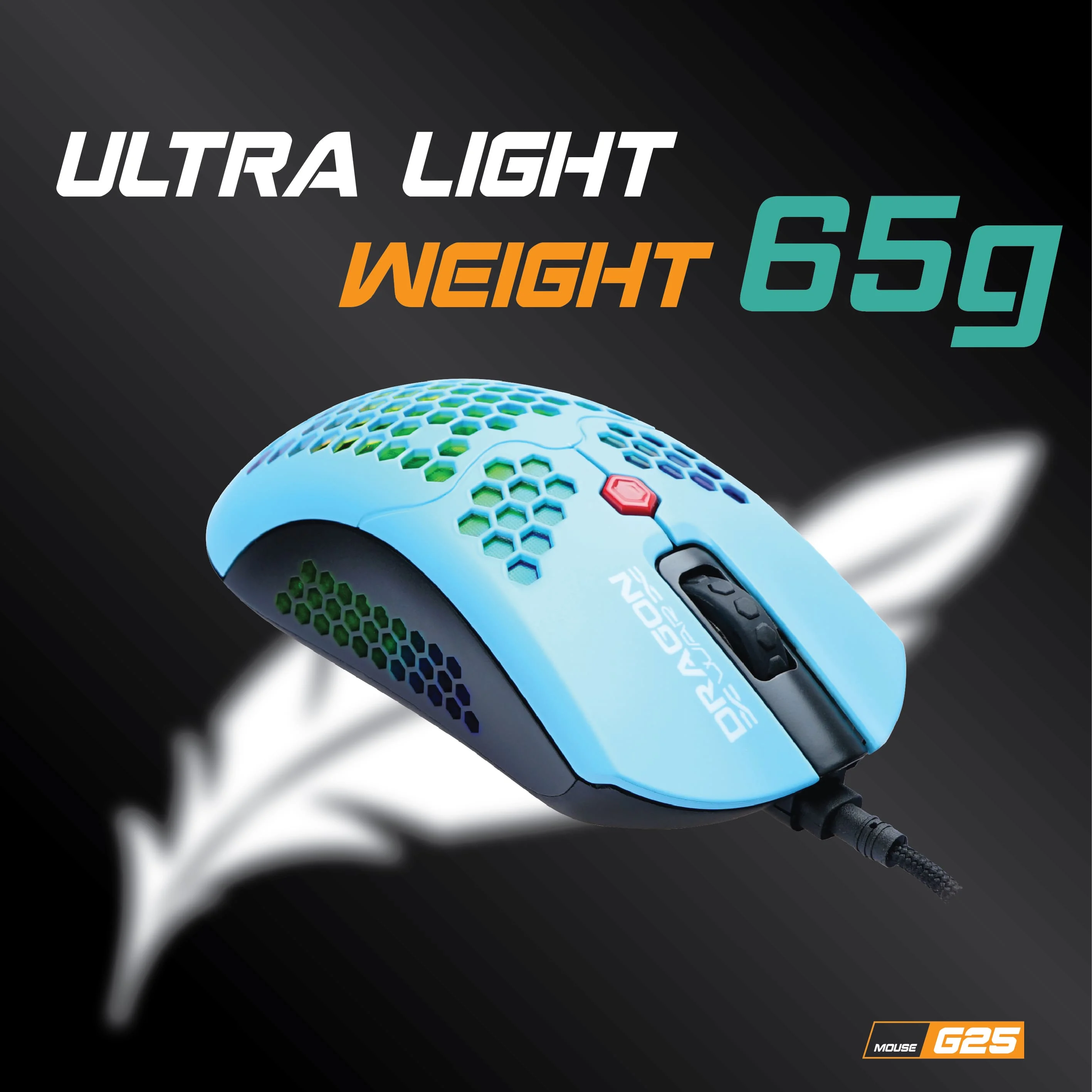 Dragon War G25 65G Gaming Mouse Blue Version with Lightweight Honeycomb ...