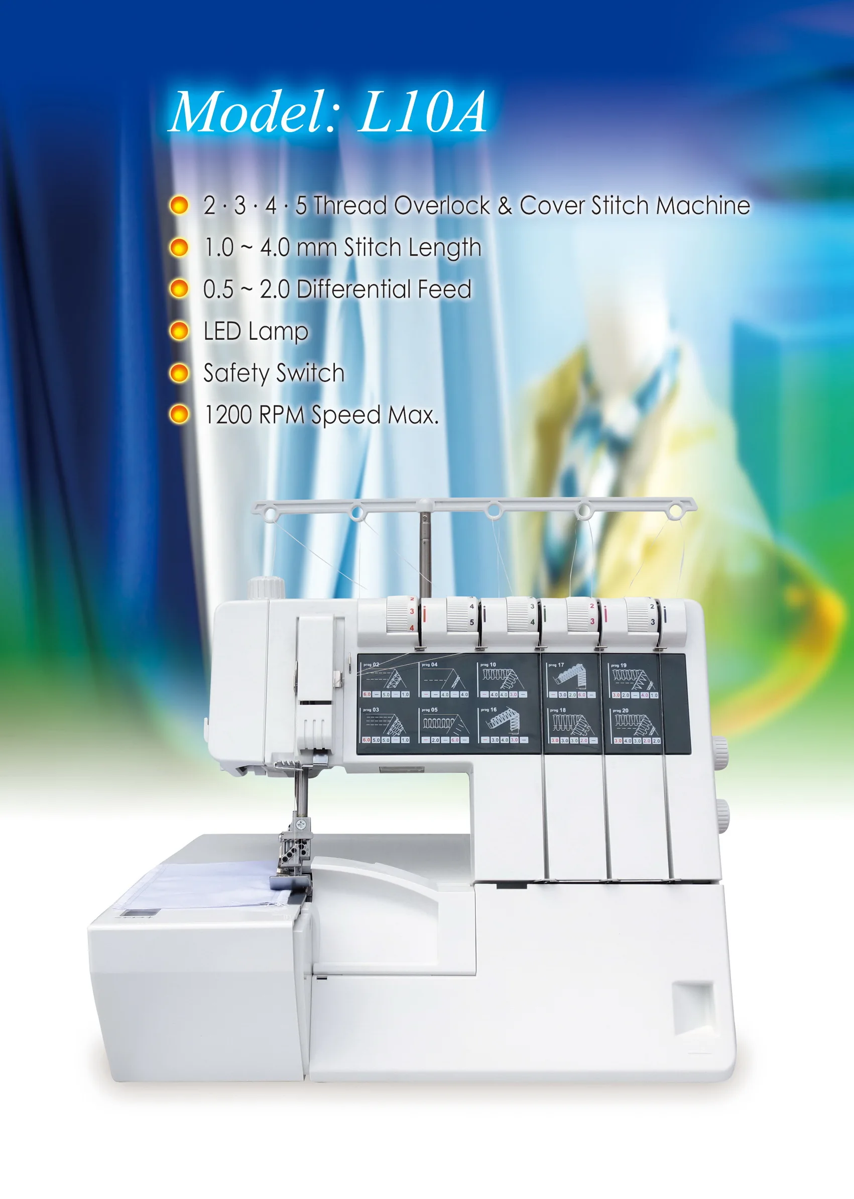 High Quality Safety Stitch Household Overlock Sewing Machine with LED ...