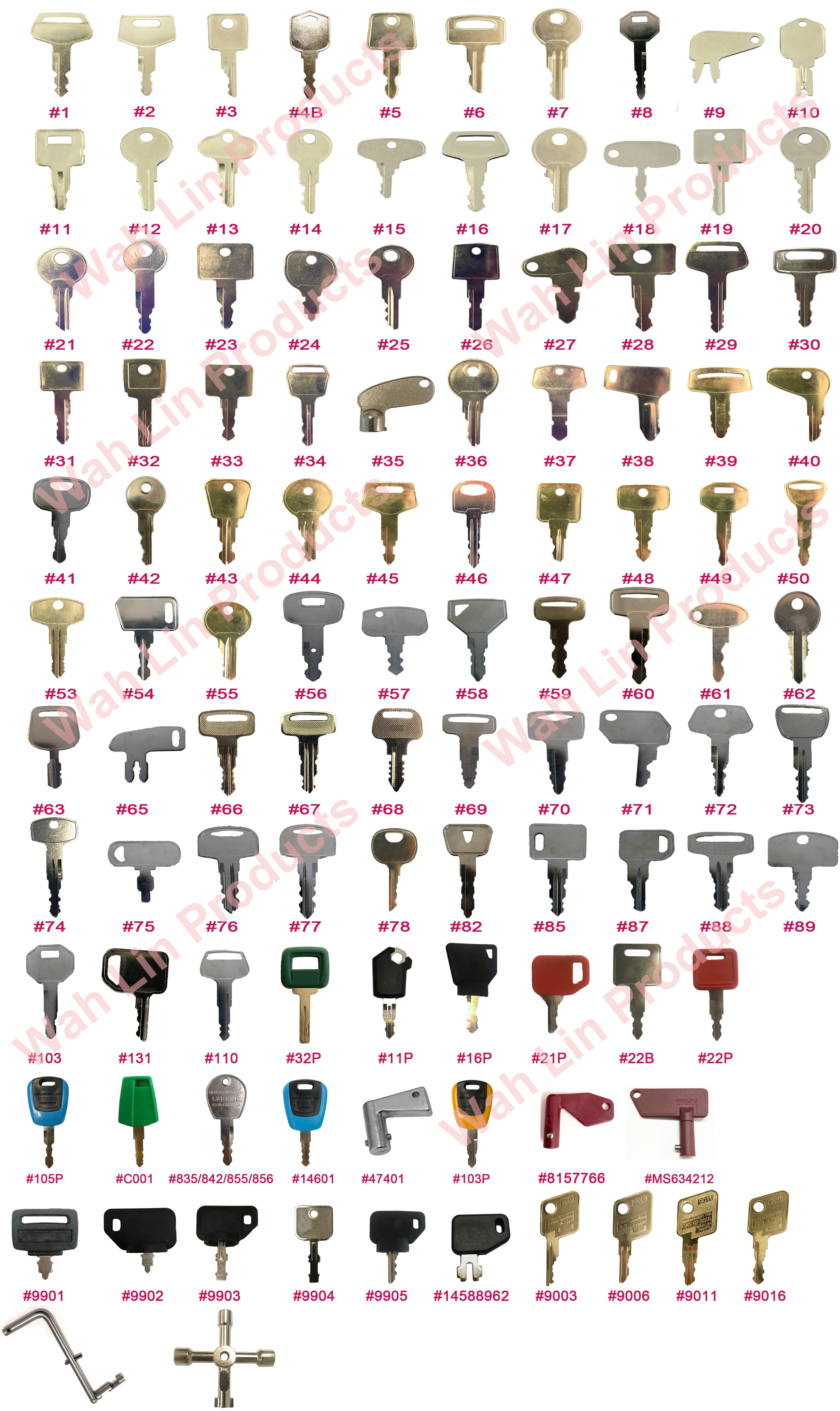 Wah Lin Parts Oem Logo Heavy Equipment Key Set 3 Keys For Jcb Jlg Messy ...