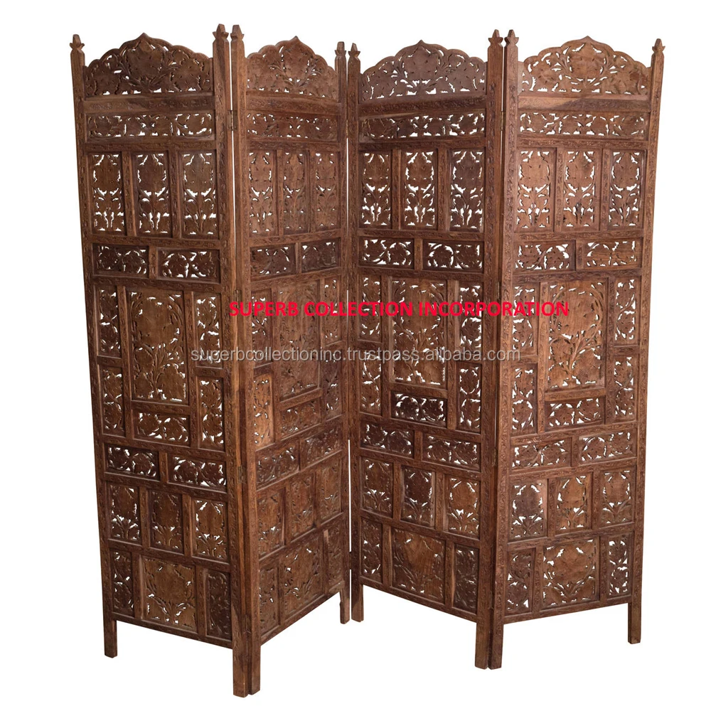 Wood Carved Folding Screen - Modern Art & Movable Design
