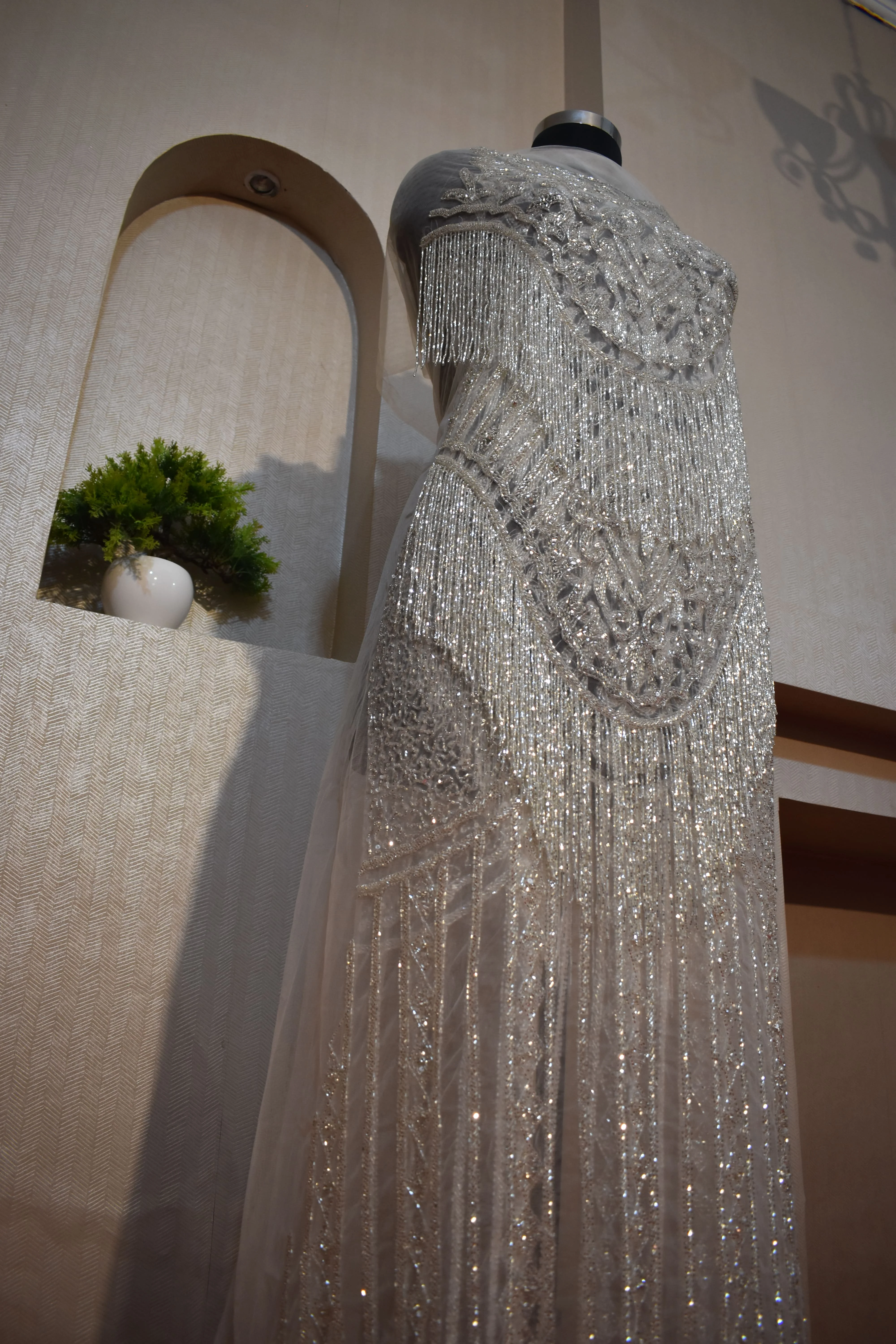 Beaded Front Back Panel Dress Full Sleeves Long Dress Beaded Panel O ...