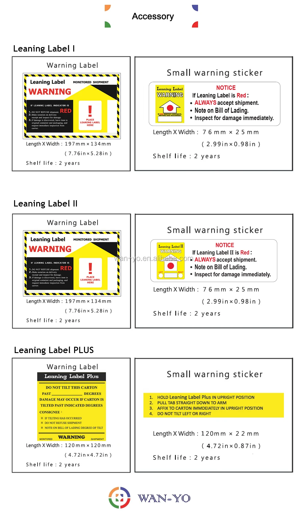 Leaning Label Tilt Indicator - Prevent Mishandling Damage