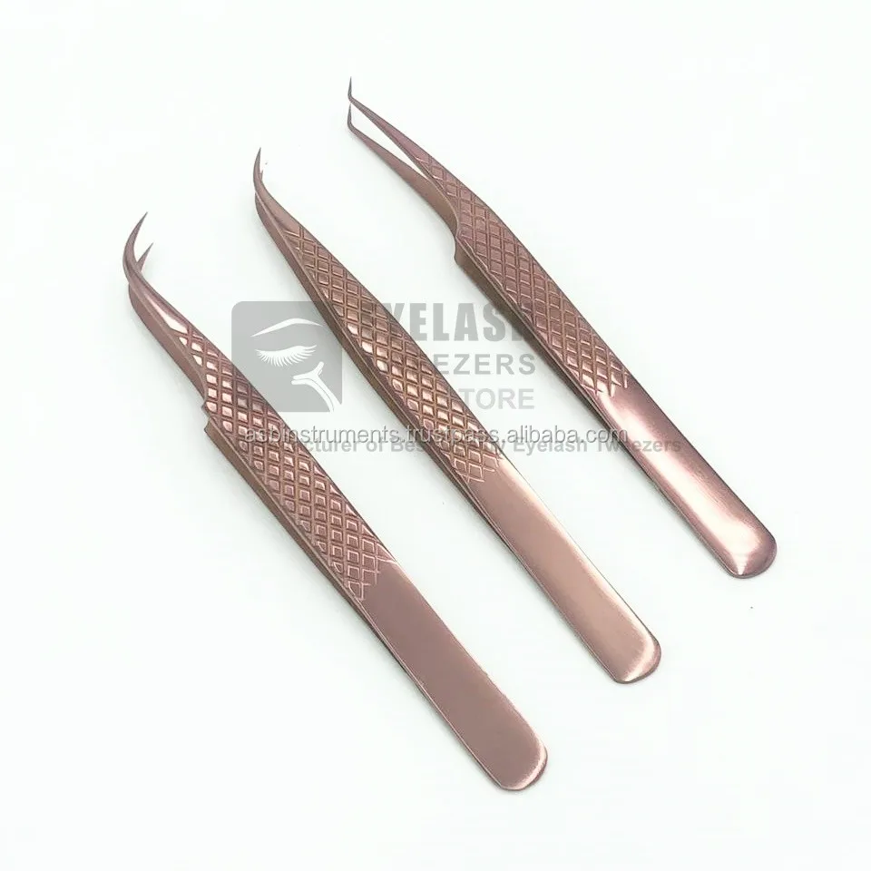 90 Degree Angle Stainless Steel White Diamond Grip Eyelash Extension ...