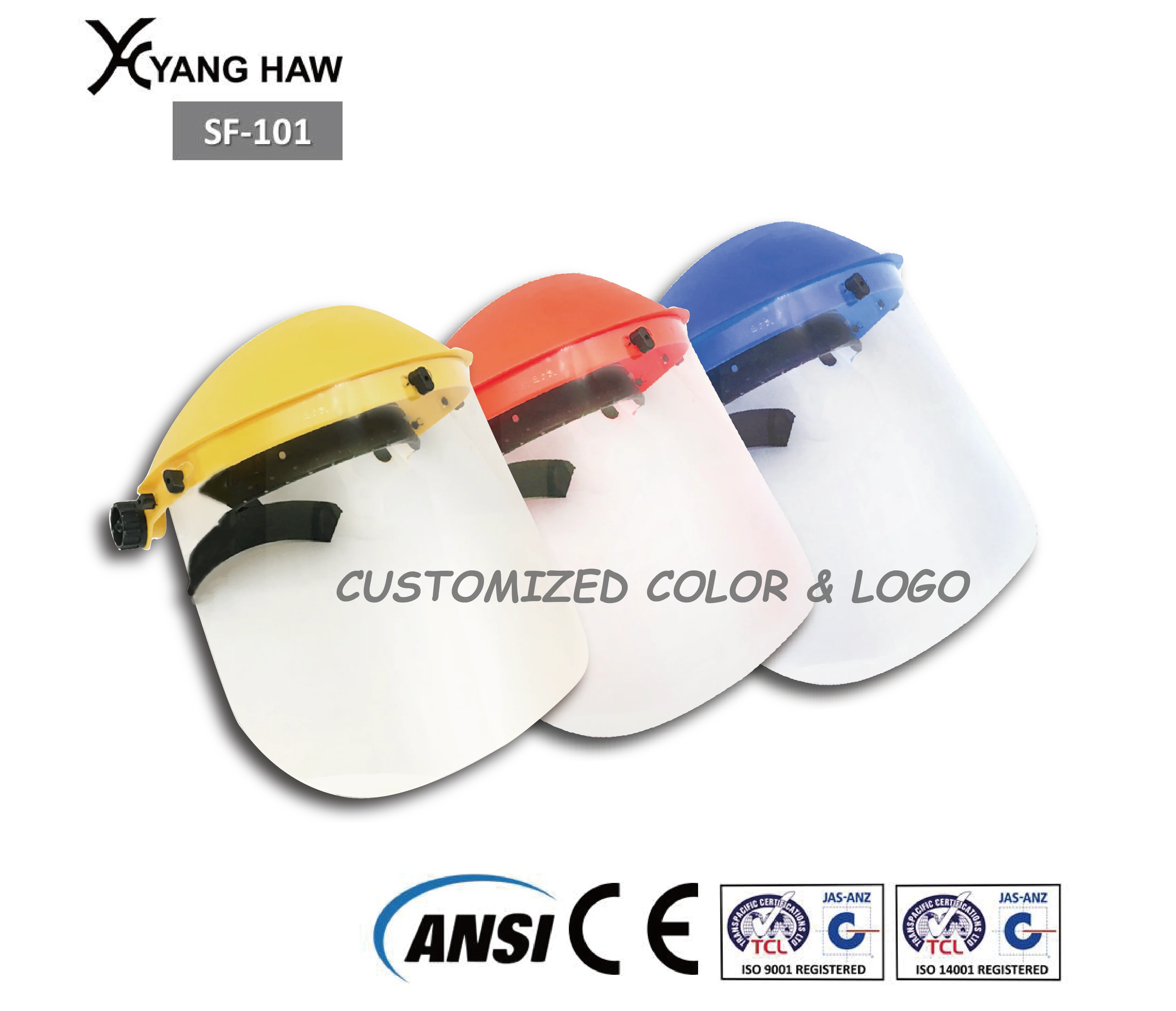 Transparent Pc Visor Protective Face Shield Yellow Pp Headgear For ...