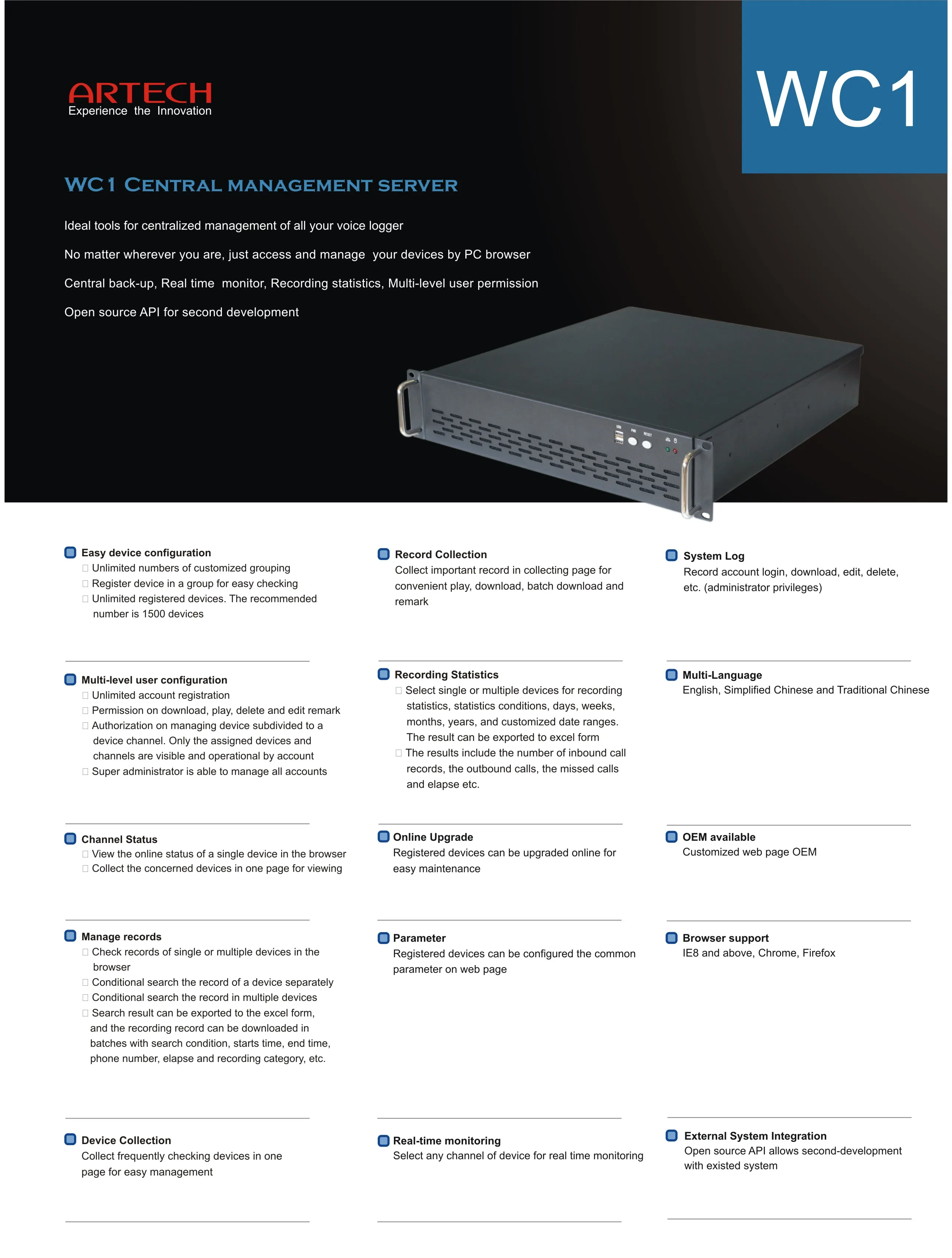 Artech Wc1 Servidor De Administración Central-herramientas Para Gestión De Grabación ...
