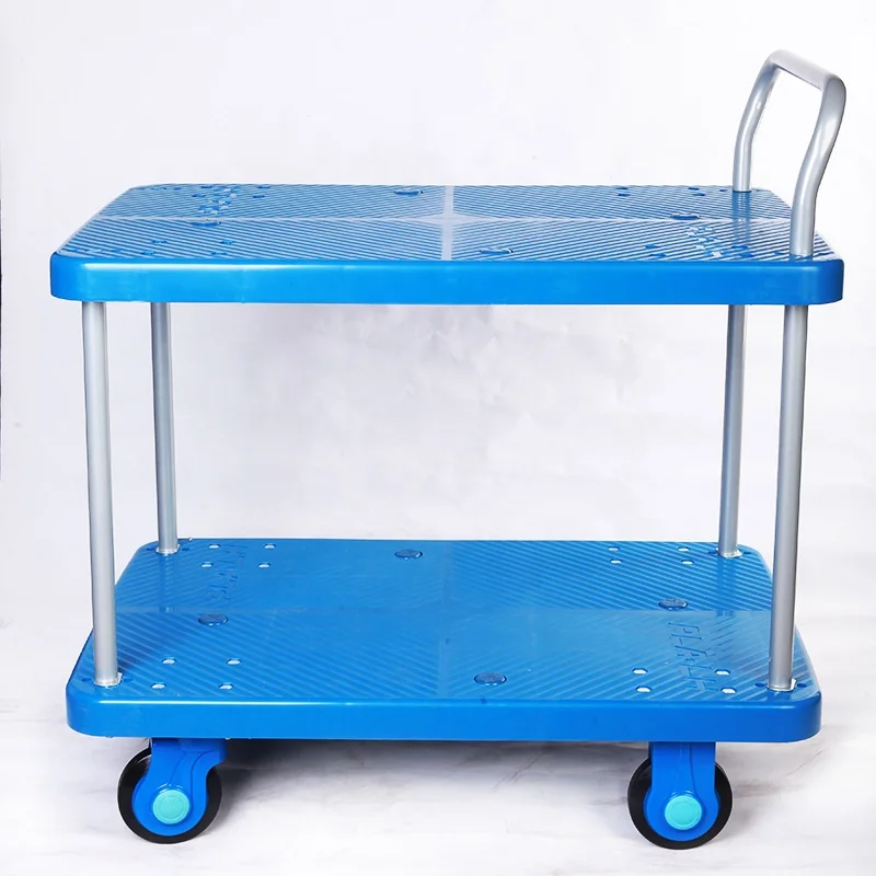 Warehouse Transport Folding Hand Trucks Push Double Layers Handcart ...