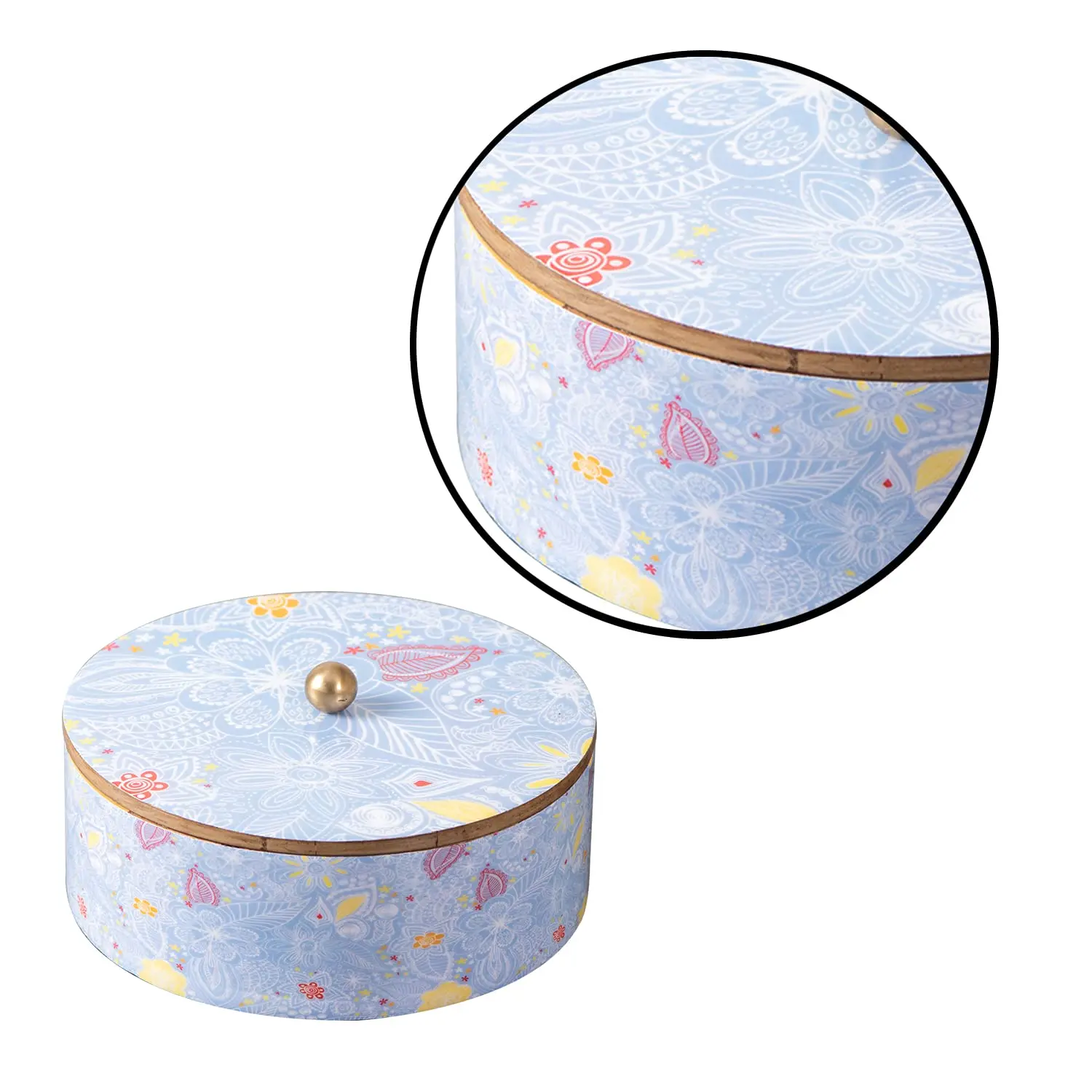 Round Wooden Chapati Box With Tong Traditional Design Handmade ...