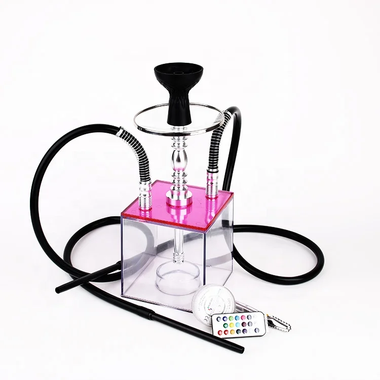 New Double Hose Square Hookah Cubes Shisha Led Light Up Hookah For ...