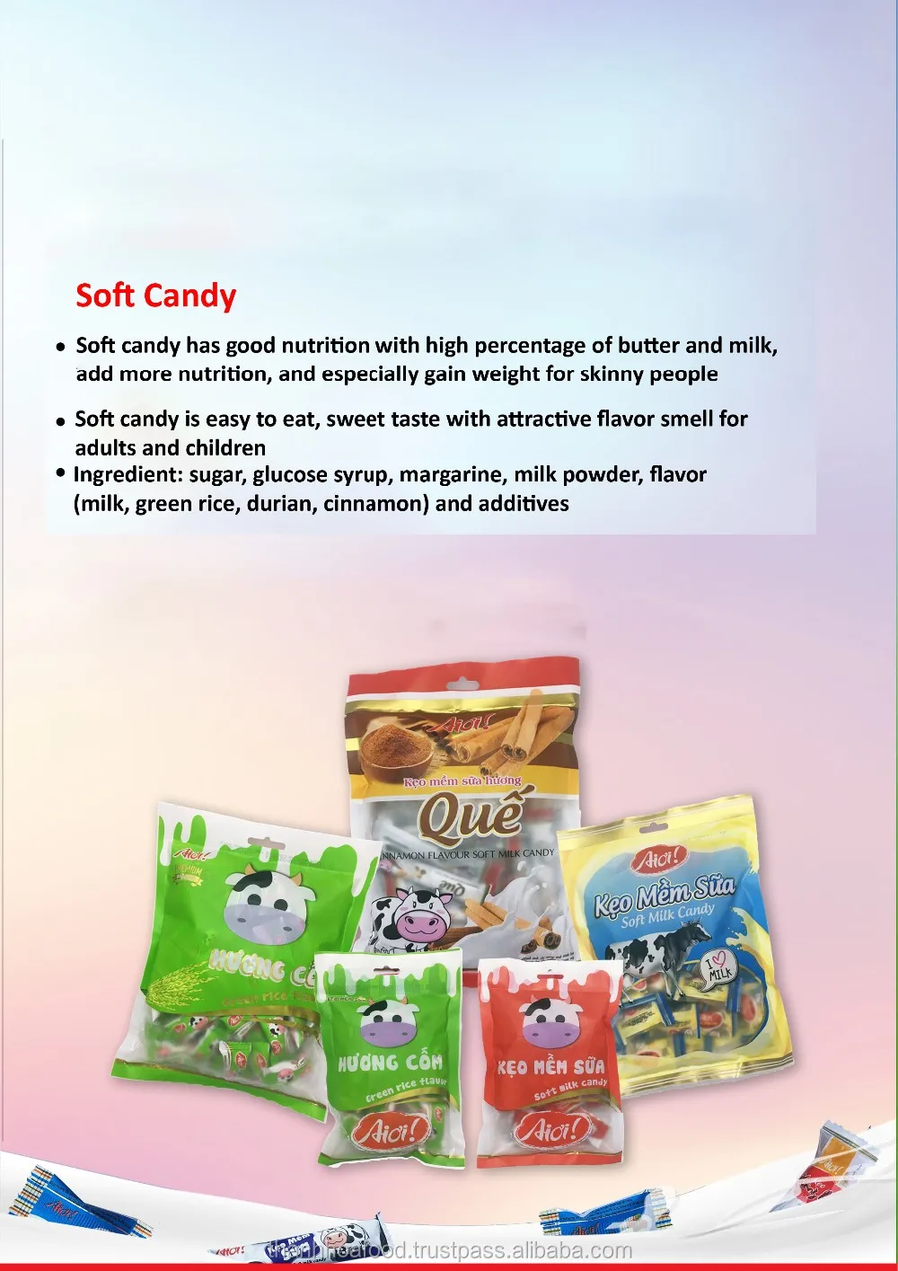 Best Vietnam Quality Soft Sweet 125g Confectionery Soft Milk Candy ...