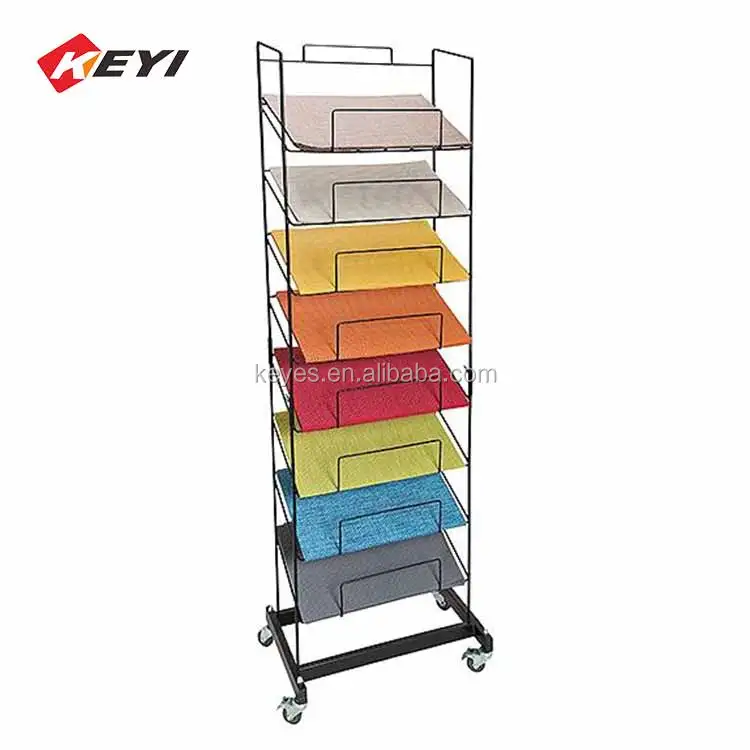 Customizable White Metal Placemat Display Rack - 12 Tier