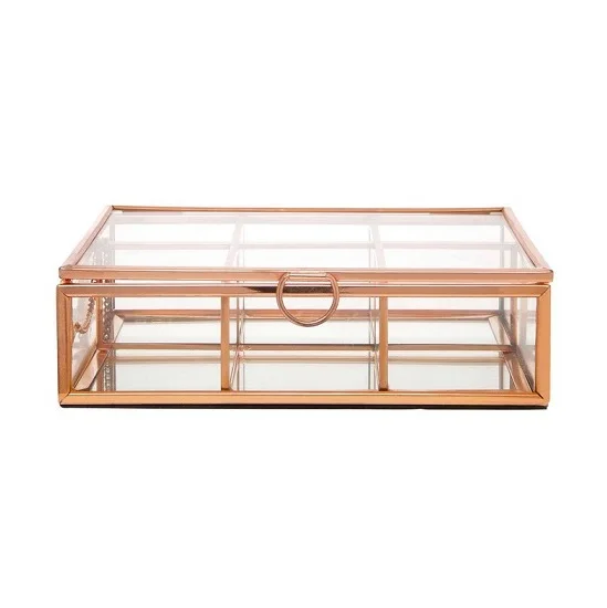 Rectangular Shape Glass Jewelry Box Silver Finished Handmade Glass Box ...