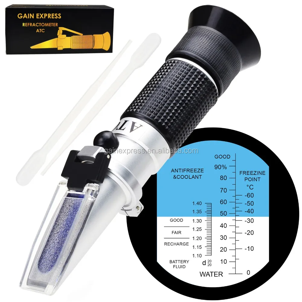 Antifreeze Refractometer Tester Meter Automotive Battery Atc 0~100% ...