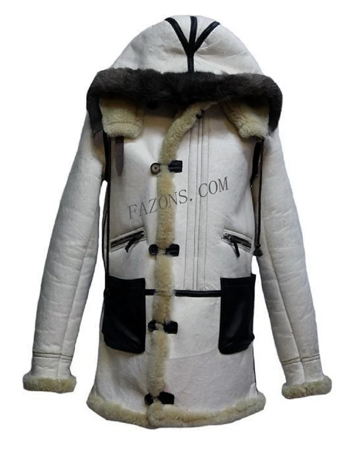 Flying Leather Long Jacket Hooded Aviator B7 Parka Bomber Real ...