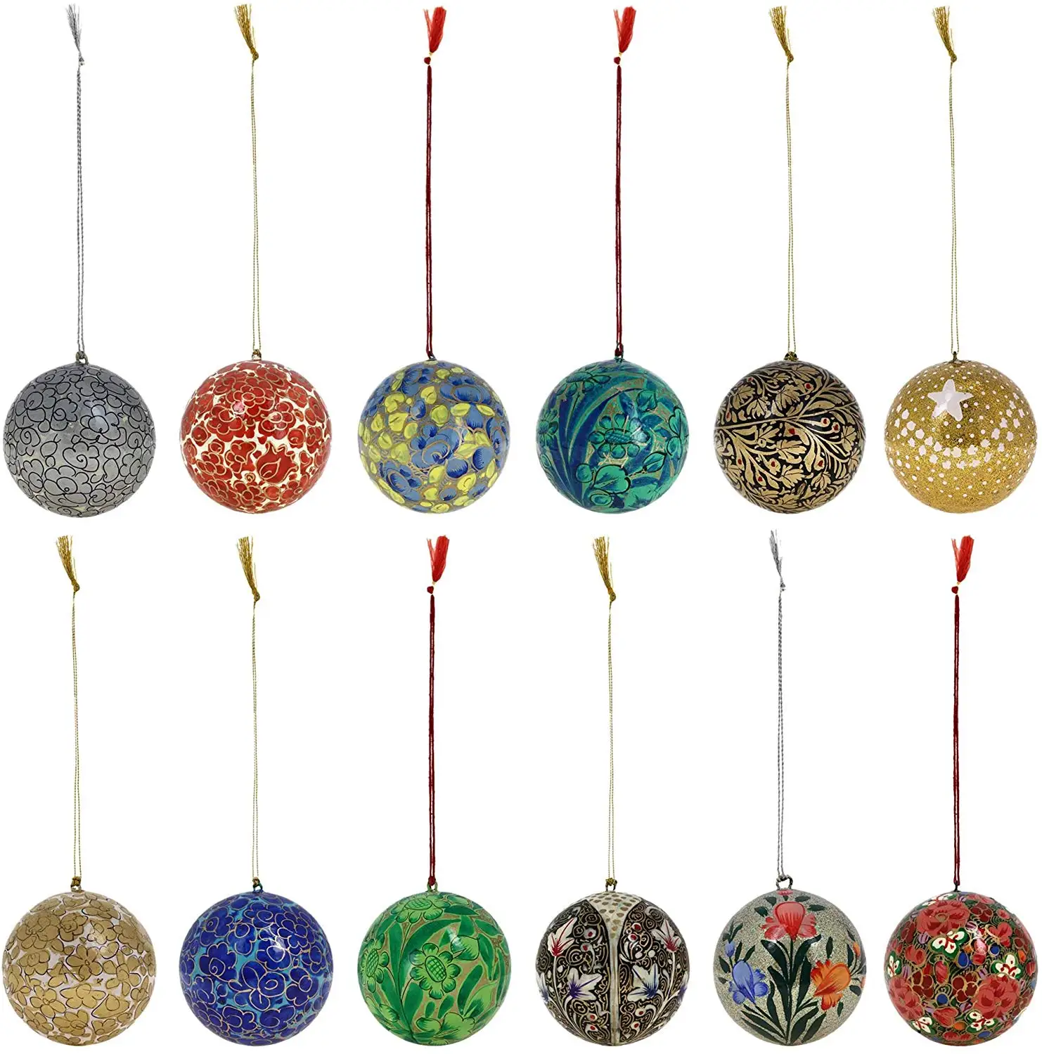 Handmade Christmas Baubles - Elegant Paper Mache Balls