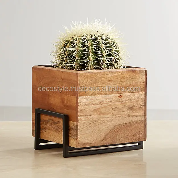 Acacia Wood Planter with Stand - Perfect for Flower Arrangements