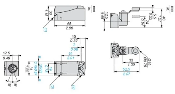 Schneider Roller Lever Xckp2118p16 Electrical Thermoplastic Rotary ...