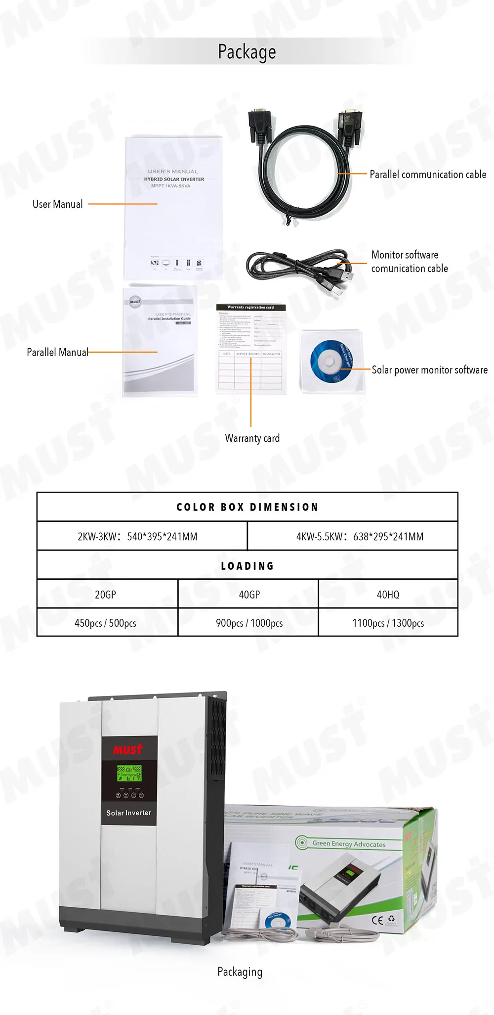 Must High Frequency 24v 48v 2kva 3kva 4kva 5kva 6kva Solar Inverter Off ...