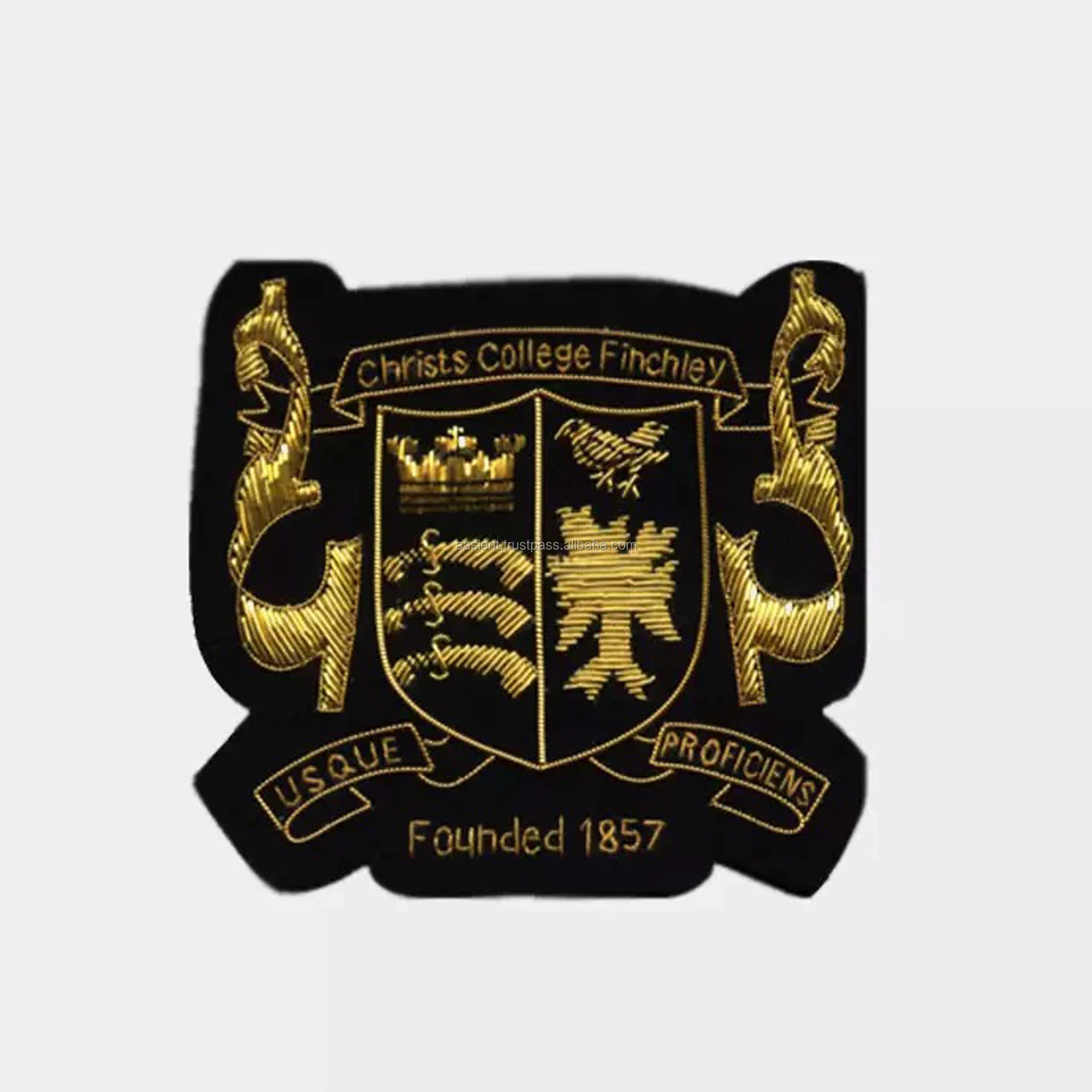 Hand Embroidered Blazer Badge Crest With Gold Bullion Wire Patches ...