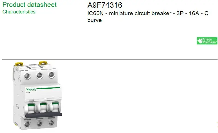 Schneider A9F74316 3P 6A IC60N - Reliable Miniature Breaker