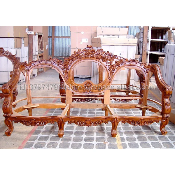 Teak Wooden Carved Sofa Chairs Living Room Furniture Unfinished ...